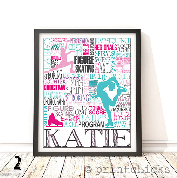 Figure Skating Personalized Print - Ice Skating Poster - Custom Figure ...