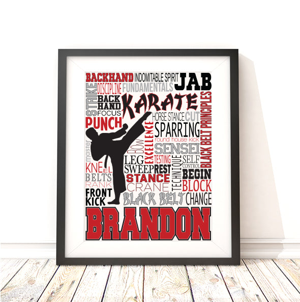 Karate Print - Boy Karate Typography Wall Art Print - Girl Personalized ...