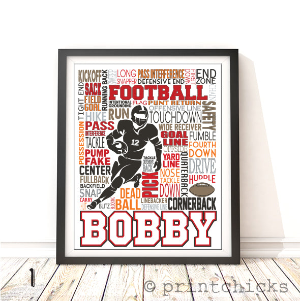 Football Custom Print - Personalized Football Poster - Football Print ...