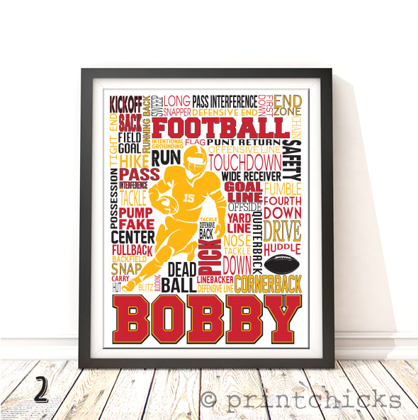 Football Custom Print - Personalized Football Poster - Football Print ...
