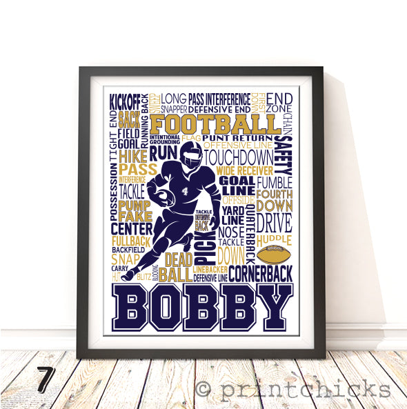 Football Custom Print - Personalized Football Poster - Football Print ...
