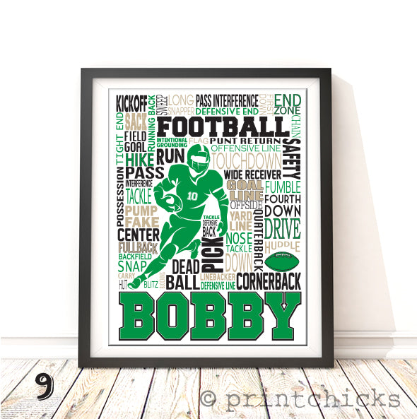 Football Custom Print - Personalized Football Poster - Football Print ...