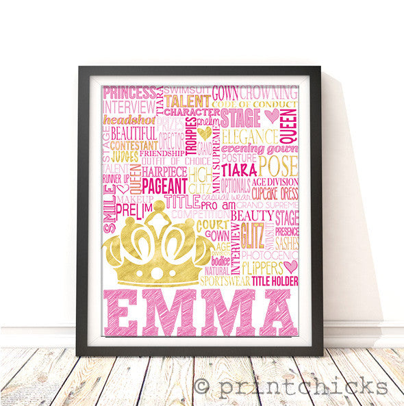 Beauty Pageant Personalized Typography Print - PrintChicks | PrintChicks