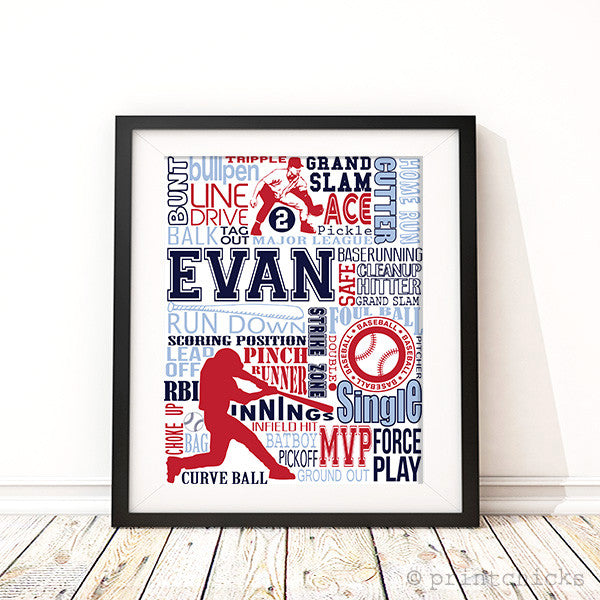 Baseball Custom Print - Personalized Baseball Poster - Baseball Print ...